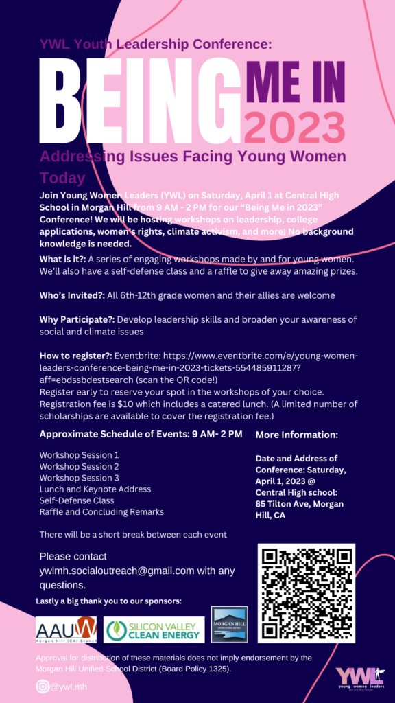 Being Me in 2023: Youth Leadership Conference – Young Women Leaders – Morgan Hill